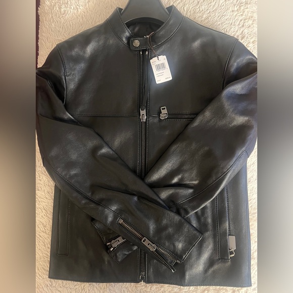 Coach | Jackets & Coats | Coach Mens Black Leather Biker Jacket Xs Nwt ...